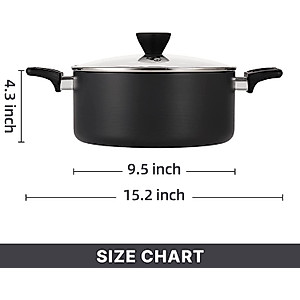 QStar 5 qt Hard-Aluminum Nonstick Stock Pot with Glass Lid and Stay Cool Handle (5.0 qt black)