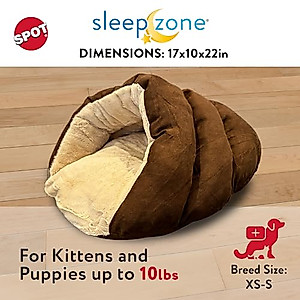 SPOT Sleep Zone Cuddle Cave Pet Bed | Soft, Plush Interior for Cats and Small Dog Breeds | Attractive and Durable Faux Suede Exterior | Machine Washable | Pet Safe