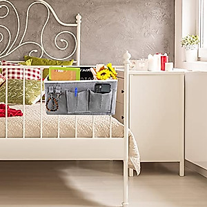 uapryti Bedside Caddy Organizer - Bed Caddy for Bunk and Loft Beds, Dorm Room Essentials (3PC, GREY)