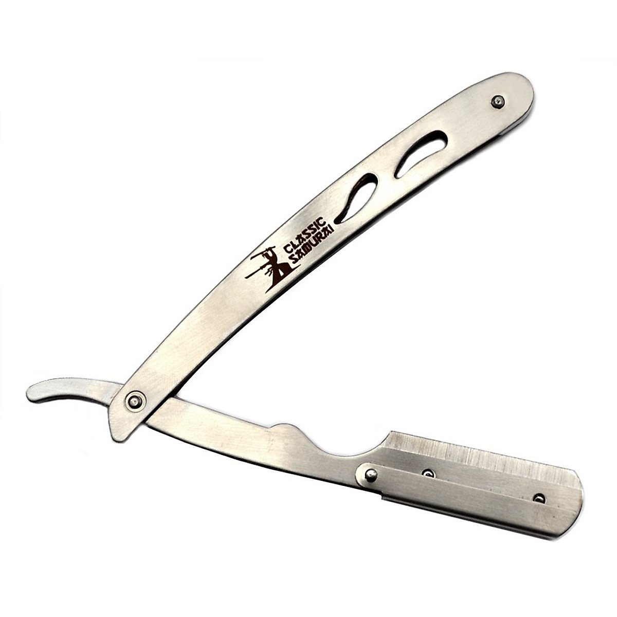 Classic Samurai CS-102 Stainless Steel Professional Barber Straight Edge Razor with 100 Lord Single Edge Razor Blades (Silver Metal)