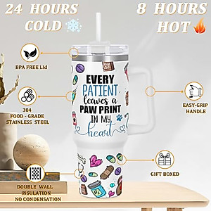 Muwnrol Vet Tech Tumbler - 40 Oz With Handle for Veterinarian, Veterinary Week Gift