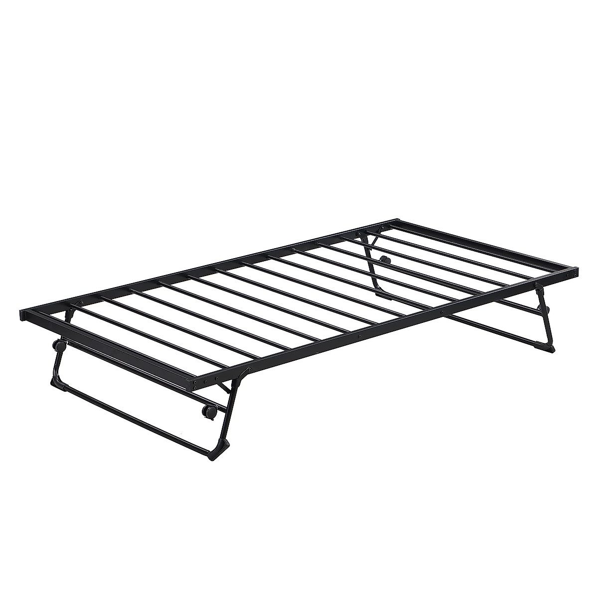 Bellemave Twin Size Metal Daybed with Adjustable Trundle, Heavy-Duty Steel Daybed with Pop Up Trundle, Black
