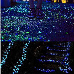 Opps 100 Pcs Glow in The Dark Garden Pebbles for Walkways and Decor in Blue