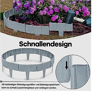 20pcs Plastic Stone Effect Garden Fence Decorative Flower Bed Border Edging Grey Interlocking Lawn Landscape Stakes
