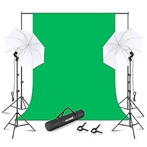 Neewer Photography Backdrop 400W 5500K Continuous Umbrella Studio Lighting Kit 6x9 feet Muslin Chromakey Green Screen and 2.6x3 Meters/8.5x10 Feet Backdrop Stand Support System for Photo Video Shoot