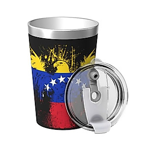 12oz Tumbler Venezuela Venezuelans Flag Stainless Steel Cup With Straw And Lid Spill Proof Bulk Double Wall Vacuum Reusable Water Tumblers For Cold Hot Drink