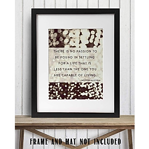 Nelson Mandela Quotes "No Passion in Settling" Wall Art - Inspirational Modern Home Decor Print, Perfect for Living Room & Office - Motivational School Decor, 8x10 Inch, Unframed.