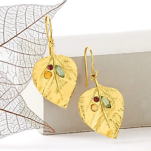 Ross-Simons 1.40 ct. t.w. Multi-Stone Leaf Drop Earrings in 18kt Yellow Gold Over Sterling