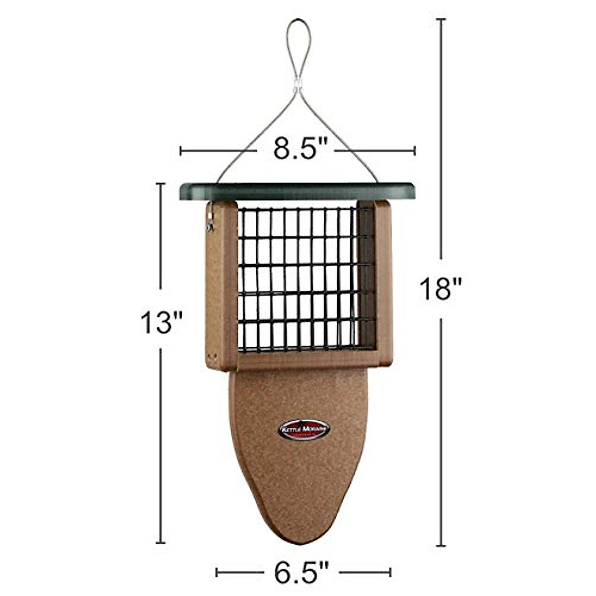 Kettle Moraine Recycled Plastic Single Suet Cake Tail Prop Suet Bird Feeder with Hanging Cable