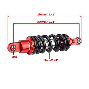260mm 10-1/4" Rear Shock Absorber 1000LBS Suspension Sensa-Trac Load Adjusting for ATV Quad Dirt Pit Bike Motorcycle