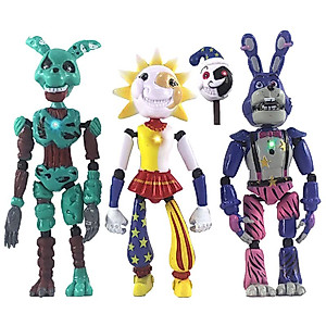 3-Piece FNAF Game-Inspired Action Figures Set - Bonnie Bear, Security Breach, Sundrop Doll - Movable Joints PVC Model Toys & Gifts