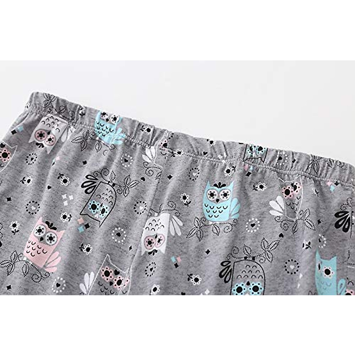 PNAEONG Women Pajama Set Sleepwear Tops with Capri Pants Casual and Fun Prints Pajama Sets SY215-Gray Owl-M