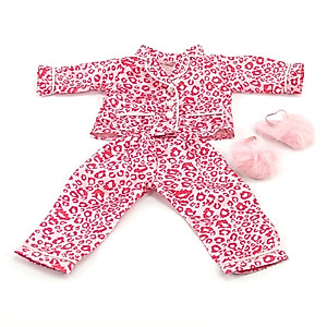 18 Inch Emily Rose Doll Clothes/clothing Fits American Girl Dolls - Pink Leopard Pajamas & Slippers 18" Outfit