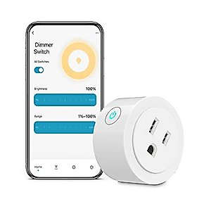 MOES Smart Dimmer Plug, Plug in Lamp Dimmer Outlet for Dimmable LED, CFL, Halogen and Incandescent Bulbs, Brightness Adjust Socket, Tuya Smart Life App Control, Work with Alexa and Google, 2.4GHz WiFi