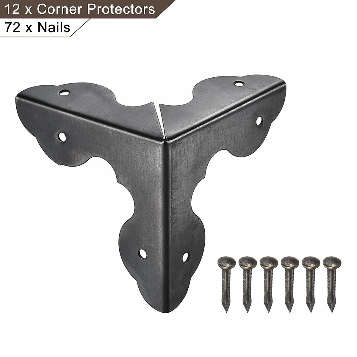 uxcell 33x33x33mm Metal Box Corner Protectors Edge Guard Black 12pcs