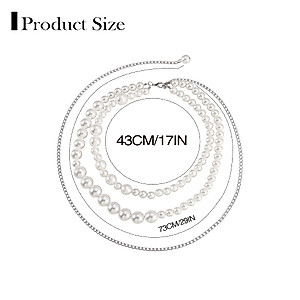 Jeweky Layered Waist Chain Pearl Body Chains Silver Waist Jewelry Party Belly Chains for Women