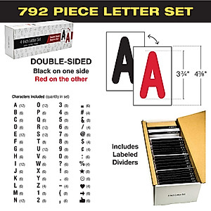 Excello Global Products Swinging Changable Message Sidewalk Sign: 37" x 36" Sign with 792 Pre-Cut Double Sided Letters and Storage Box. Includes Black Sign Board & 4 Liquid Chalkboard & Letter Board