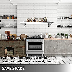 Karpevta Stainless Steel Wall Mount Shelf 12x24 Inch Stainless Steel Shelf Wall Mounted Stainless-Steel Shelf Wall Mountable for Kitchen, Utility Room