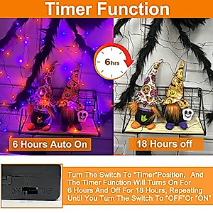 5 Pack Halloween String Lights Decor, Timer, Total 150 LED 50 Ft Battery Operated Copper Wire Purple Orange Fairy Lights Halloween Decorations Outside Yard Home Indoor Outdoor,30 LED 10 Ft Each