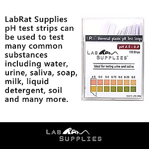 Plastic pH Test Strips, Universal Application (pH 4.5-9.0), 100 Strips | for Urine, Saliva, Aquariums, etc.
