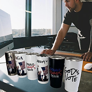 20oz Trump Tumblers - MAGA - 3D Printing Stainless Steel Cup White Trump Insulated Tumbler for Gift Trump Thermal Coffee Mug Trump Water Bottles Two-sided(glossy and frosted）for Hot and Cold drink