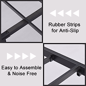 Catrimown Queen Bed, Metal Bed Frame with Strong Steel Slat Support, Heavy Duty Platform Bed with Headboard, Black, Under Bed Storage, No Box Spring Needed