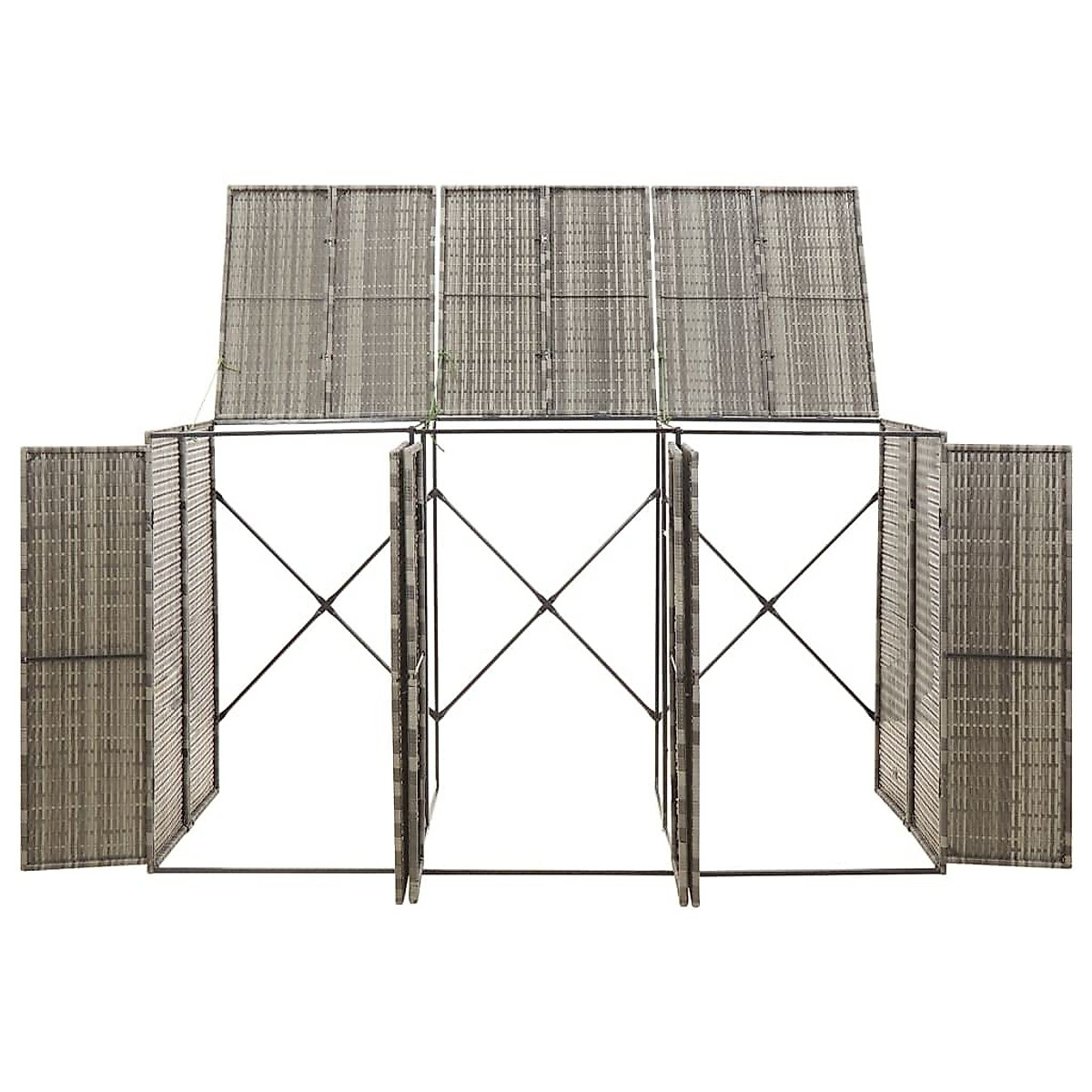 loibinfen Triple Wheelie Bin Shed, Outdoor Garbage Can Enclosure, PE Garbage Can Shed for Garden,Patio,Backyard Outdoor Trash Can Garbage Can Shed, Gray 81.5"x31.5"x46.1"