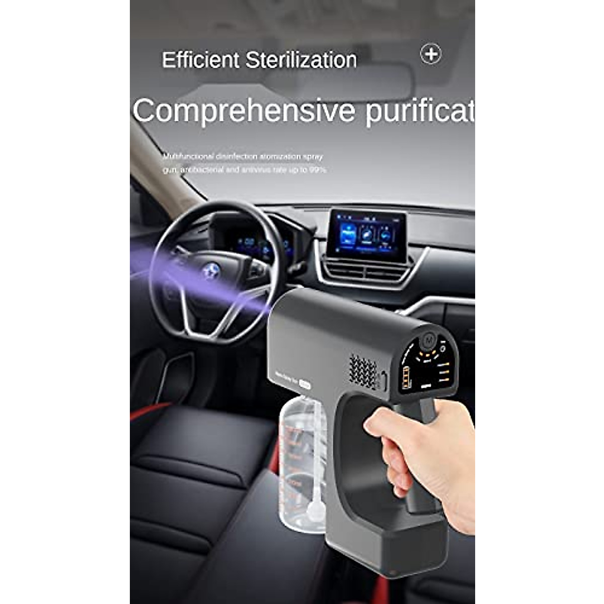 GD-09 Handheld Spray Gun Human Body Induction Atomization Home car Hotel Automatic Nano Spray Gun Disinfection Atomization Disinfection Sprayer, Suitable for Home, Office, Garden, Gym, School-White