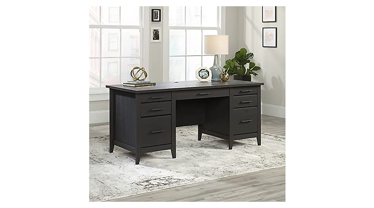 Sauder Summit Station 66" Executive Desk - Raven Oak | Shop Now