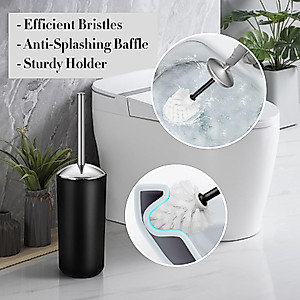 GMITING Black Bathroom Accessories Set, 10 Pcs Bathroom Accessory Set with Trash Can, Soap Dispenser and Toothbrush Holder, Soap Dish, Cotton Ball & Qtip Holder, Toilet Brush Holder, Tissue Box Cover