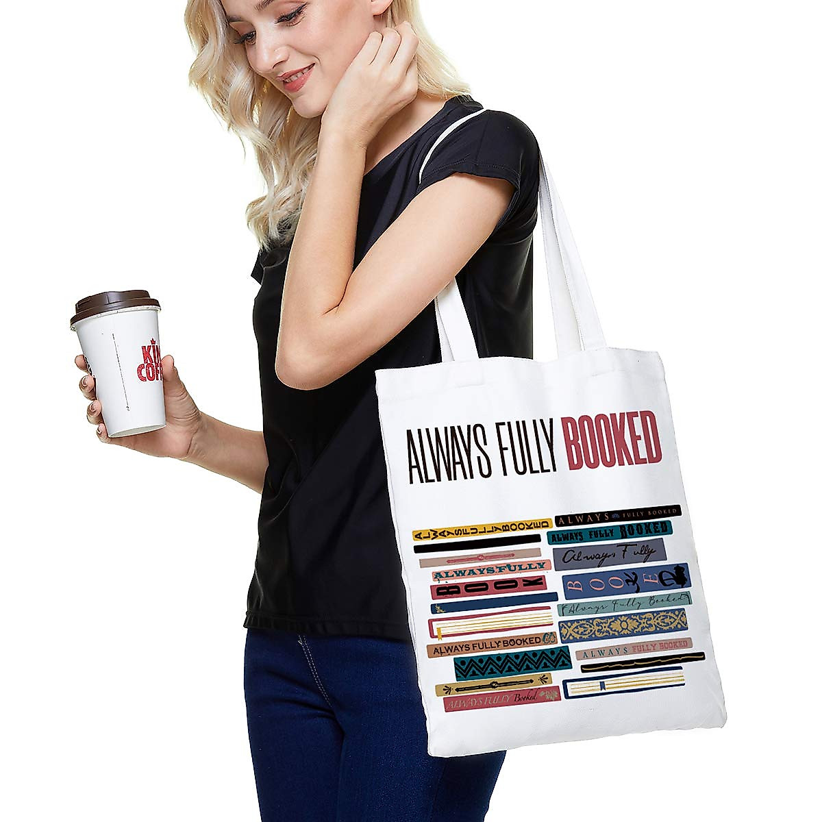 IHopes+ I want to always fully book reusable tote bags Fun library canvas tote bags for lovers, bookworms, men, women, friends for gifts