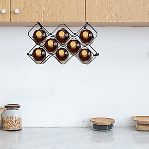 Yehchi Countertop Wine Rack Freestanding,Metal Lattice 10 Bottle Wall Mountable Wine Rack Free Mobile Small Wine Rack Holder,Tabletop Wine Storage Rack Holder Home Kitchen Bar Cabinet Black