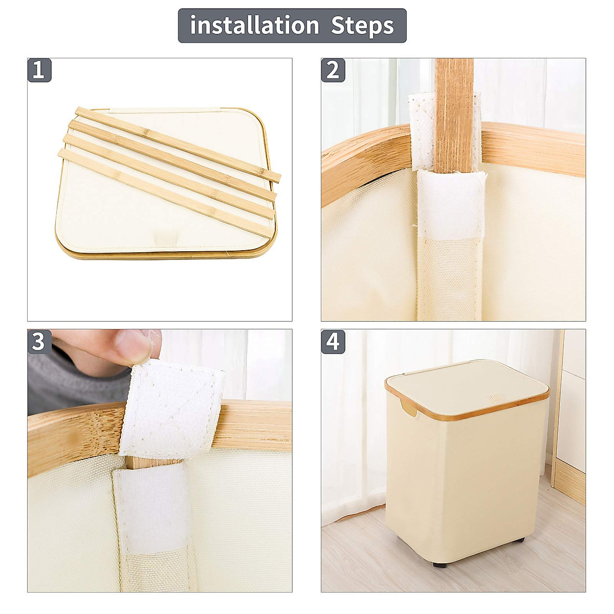 Laundry Hamper with Wheels, Collapsible Laundry Baskets with Dual Handles - Dirty Clothes Hamper for Bedroom, Dorm Laundry Basket