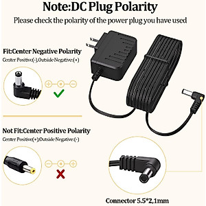 9V 850mA Adapter for Guitar Pedals Power Supply, Power Cord for BOSS Effects Pedal Roland Musical Instruments Distortion Casio Keyboard Charger, PSA-120S Center Negative Charging Cable Cord