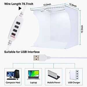 PULUZ 30cm Ring Light Photo Studio Light Box, Adjustable Portable Photography Shooting Light Tent Kit with White/Warm/Soft Lighting 128pcs LED Lights + 6 Backdrops for Product Display