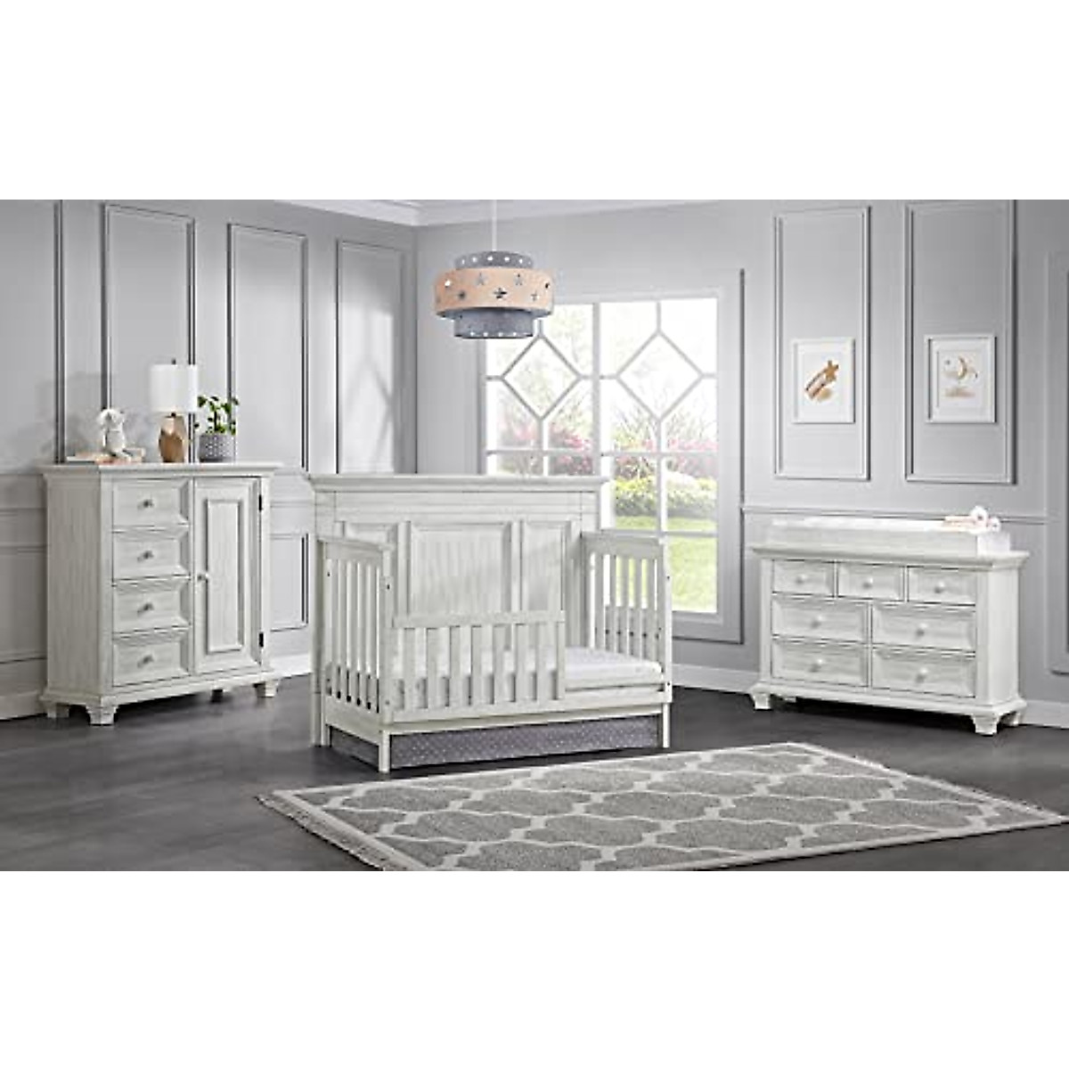 Oxford Baby Weston 4-in-1 Convertible Crib, Vintage White, GreenGuard Gold Certified
