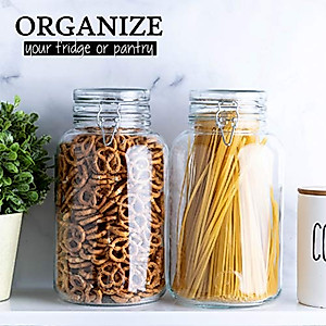 Glass Jars with Airtight Lid | Glass Airtight Food Storage Containers | Clear Leak Proof Rubber Gasket and Clamp Lid [Set of 4-1 Gallon Jars]