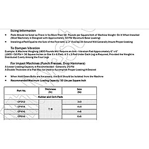 4 Pack of Anti Vibration Pads 4" x 4" x 7/8" Rubber/Cork Vibration isolation pads