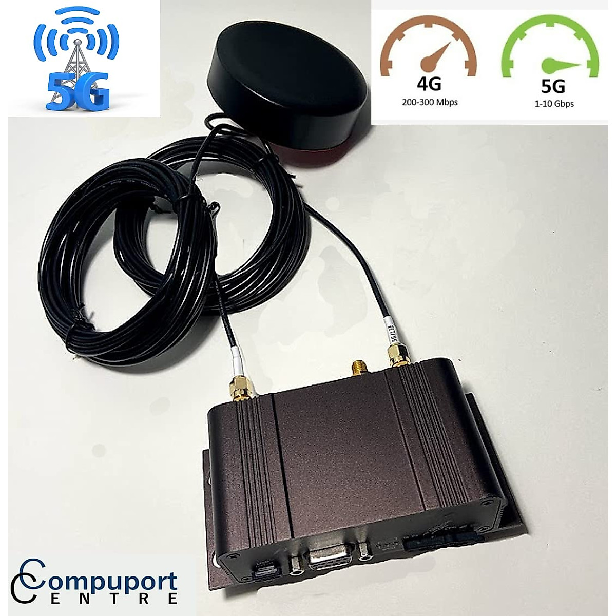 CompuPort 5G LTE MIMO Puck Antenna, Vandal Resistance, Dual-Diversity 15ft. Cables with SMA Male connectors, Omni-Directional Compatible with Sierra Wireless, Teltonika, Digi, & Cradlepoint.