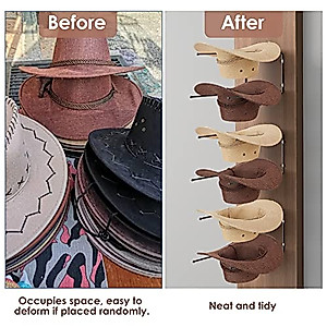Cowboy Hat Rack - 6 Pcs Cowboy Hat Holder Organizer for Wall Décor Keeps Original Shape of Hat Black Western DIY Hat Display Storage (Without Boards)