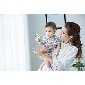 PlanToys Wooden Key Rattle and Teether Toy (5251) | Pastel Color Collection | Sustainably Made from Rubberwood and Non-Toxic Paints and Dyes