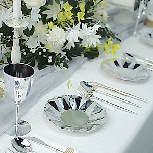 Balsa Circle 25 Silver Geometric Round 7 in Metallic Disposable Dinner Salad Paper Plates Party Events Home Tableware Decorations Supplies