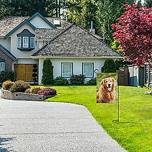 Hokkien Smiling Golden Retriever Dog Garden Flag Double Sided 12 x 18 Inch, Yard Flags, Decorative Small Garden Flags, Outdoor Lawn and Garden Décor