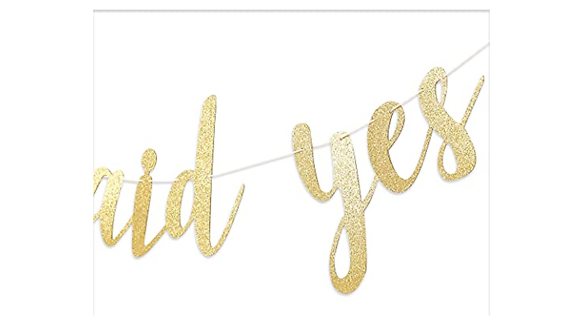 Golden Glitter She Said Yes Banner - Proposal & Bridal Shower Decor