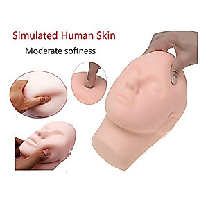 Lash Mannequin Head,Silicone Mannequin Head,Pro Training Mannequin Flat Head Practice,for Make Up and Lash Extention,Cosmetology Mannequin Doll Face Head (Skin colour -A)