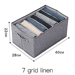 Jean organizer, 2 Pack incl lint brush, 7 grid closet organizer w/handles, Pant/Sweater organizer, Jean organizer for closet/drawer, foldable wardrobe organizer, dividers for Jeans|Pants|Shirts