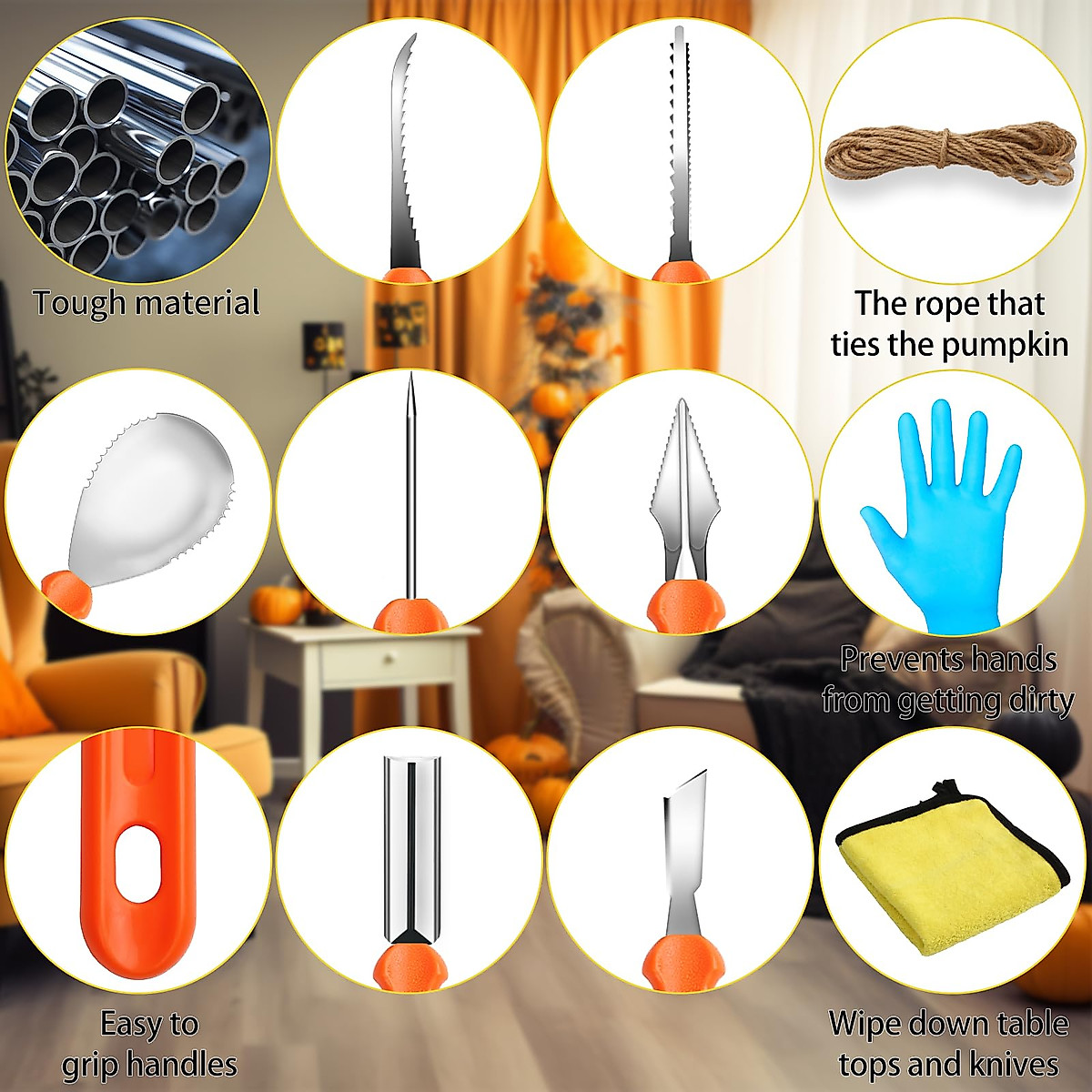 COJOSQC 23-PCS Pumpkin Carving Kits, Halloween Pumpkin Lights Essential Carving Tools, jack-o'-lantern Tool Set, A perfect set of carving knives for kids' Halloween decorations.