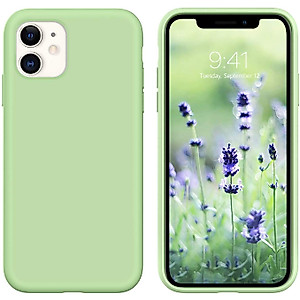 GUAGUA iPhone 11 Case Liquid Silicone Soft Gel Rubber Slim Lightweight Microfiber Lining Cushion Texture Cover Shockproof Protective Anti-Scratch Phone Case for iPhone 11 6.1-inch 2019 Matcha Green