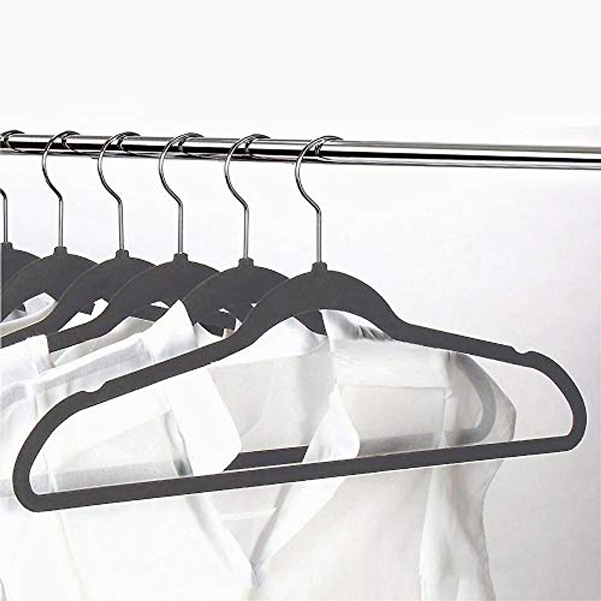 Topeakmart Premium Velvet Hangers Heavy Duty Clothes Hook Swivel 360-Ultra Thin, 100 Pack Gray