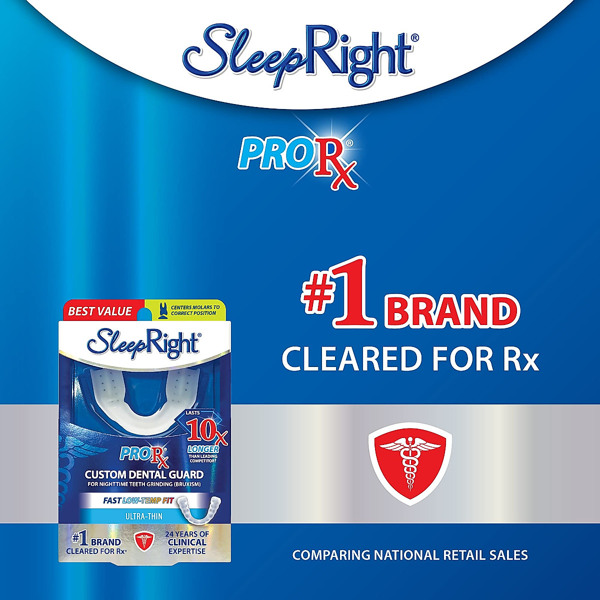 SleepRight ProRx Custom Fit Dental Guard - Helps with Teeth Grinding, Clenching and Bruxism - Provides Maximum Protection